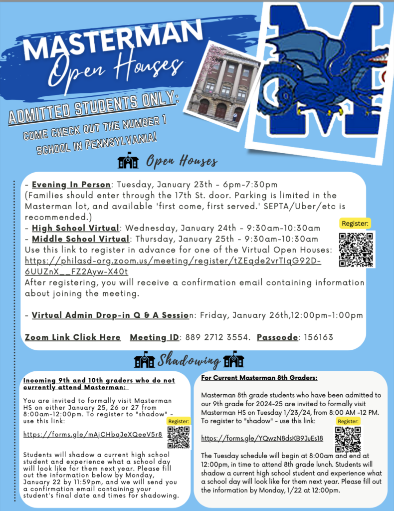 Open Houses for Accepted Students - Julia R. Masterman Laboratory and ...